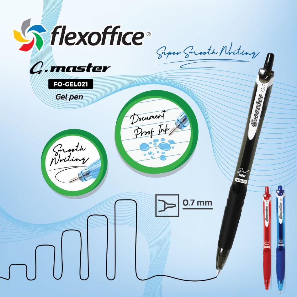 FlexOffice G-Master 0.7 Retractable Gel Pen Sign Pen - Black/Blue/Red ...