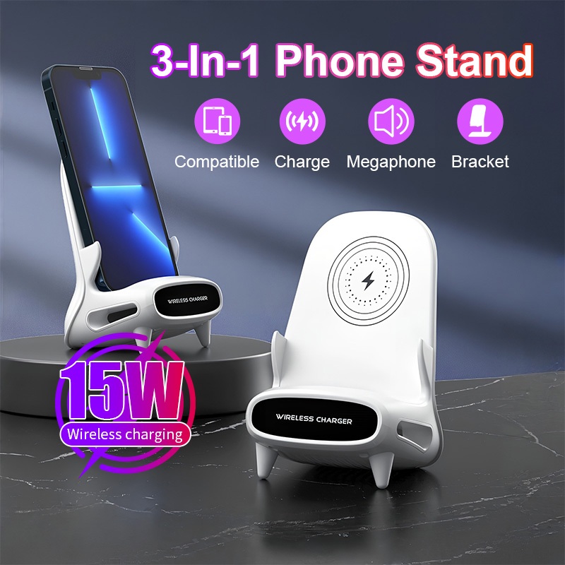 3 In 1 Wireless Charger Stand 15W Fast Charging Multi Functional Phone ...