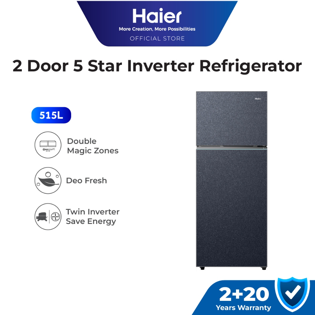 [5 Star] Haier 515L 2-Door Twin Inverter Refrigerator / Fridge / DEO Fresh / Double Magic Zone ...