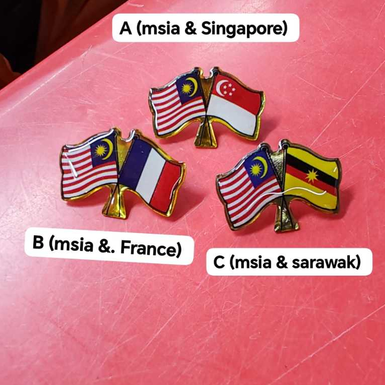 Flag COllar pin MALaysia FRANCE SINGAPORE AND SARAWAK Flag COllar pin ...