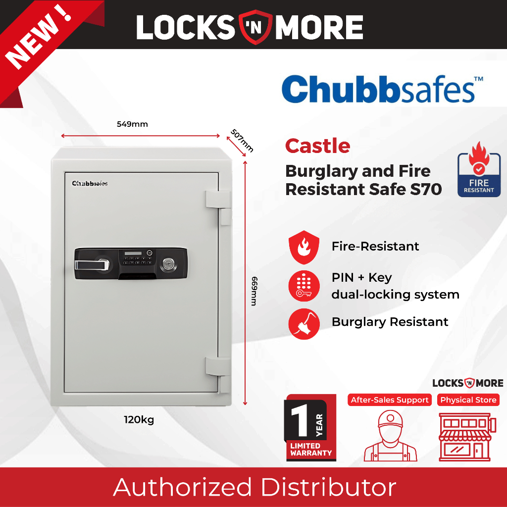CHUBBSAFES CASTLE 70 – Mid-Sized Fireproof Security Safe | Free ...