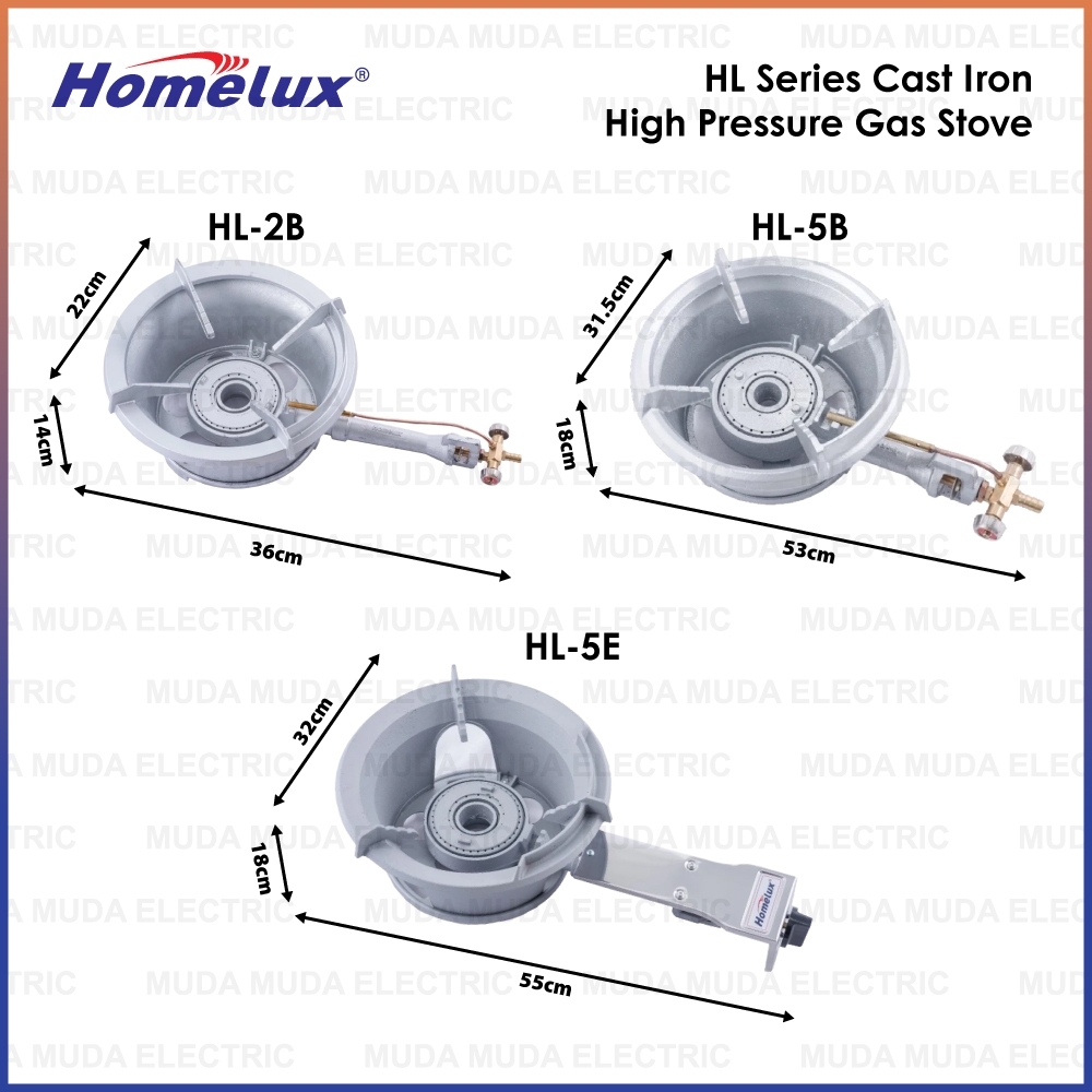 Homelux Commercial High Pressure Gas Stove HL-Series Cooker HL-2B | HL ...