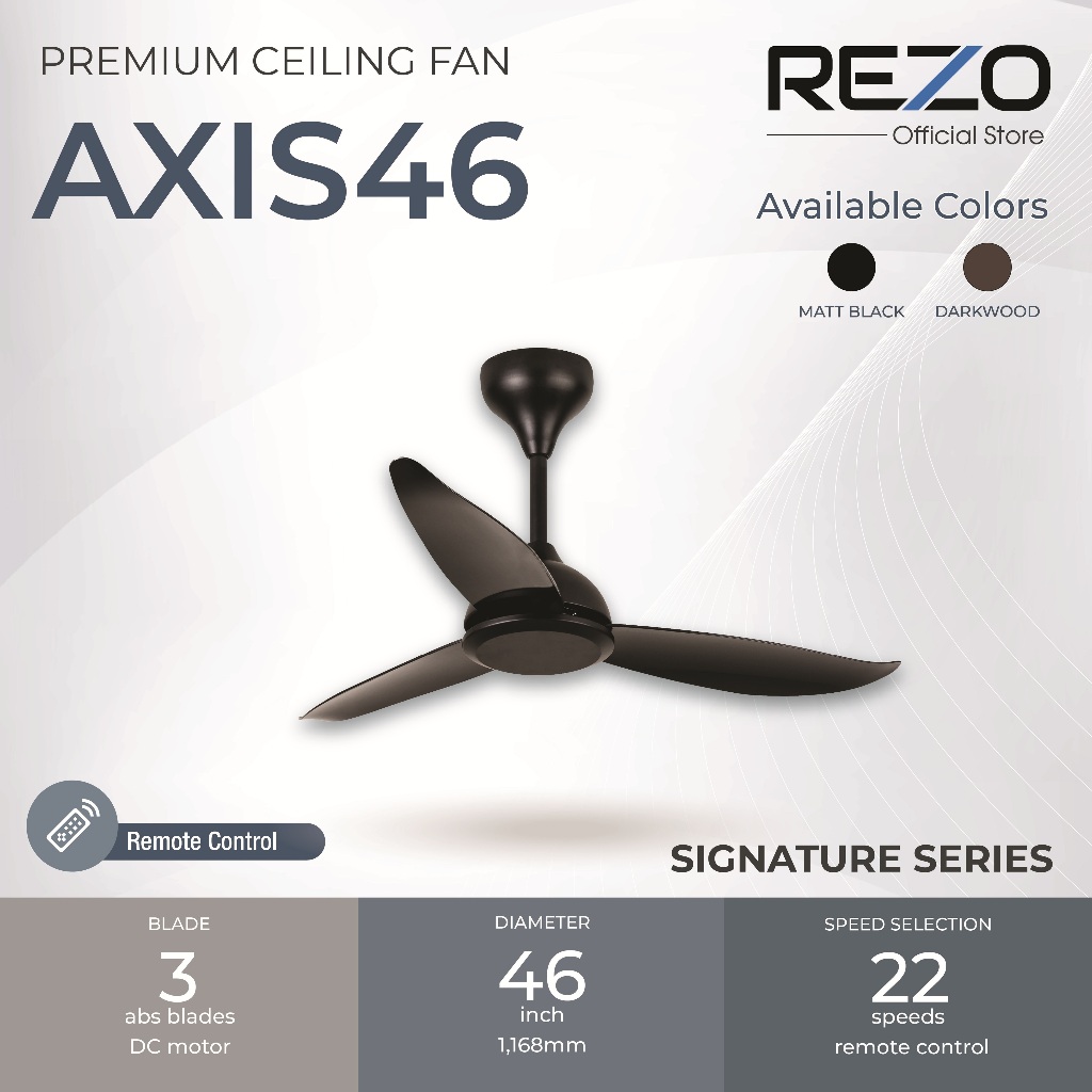 REZO Signature Series 46" 3 Blades DC Motor Ceiling Fan With Remote ...