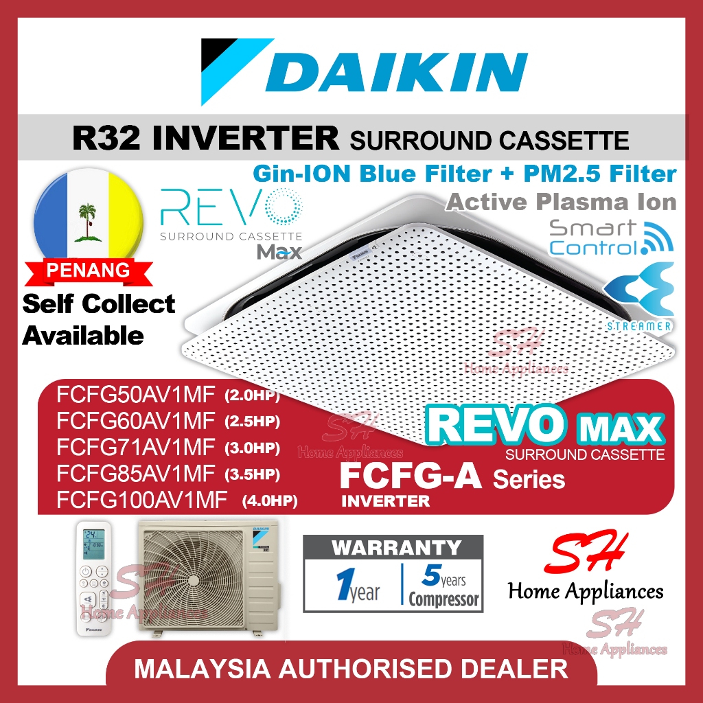 DAIKIN REVO MAX Surround Cassette (FCFG-A) INVERTER WIFI 2HP /2.5HP ...