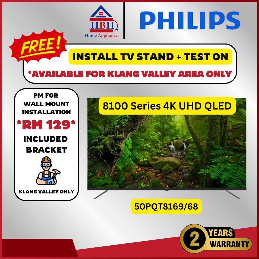 Philips TV | 8100 series | 55 Size | 8100 Series 4K UHD QLED | 55PQT8169/68 | 3 Sided | 2 ...
