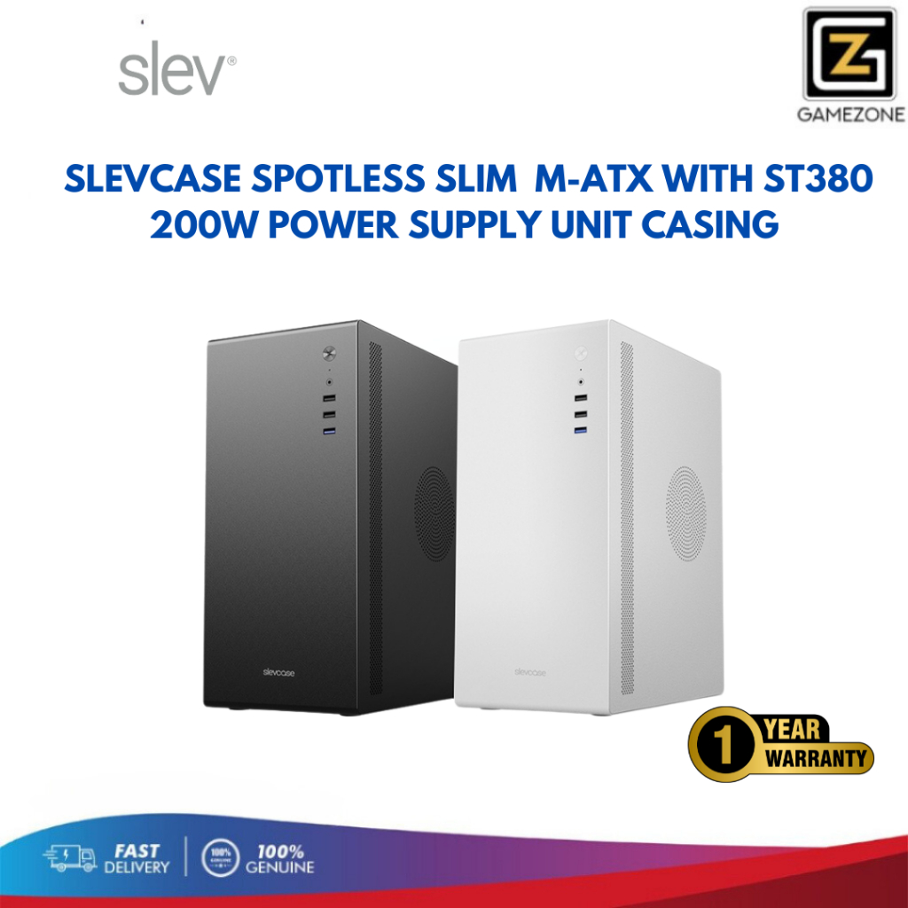 SLEVCASE SPOTLESS MICRO ATX CASING WITH SF380 Power Supply (BLACK ...