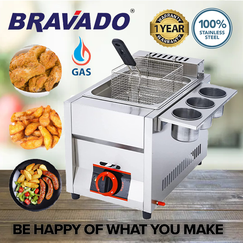 BRAVADO/APACHE 8L Gas Deep Fryer Commercial Stainless Steel Single Tank ...