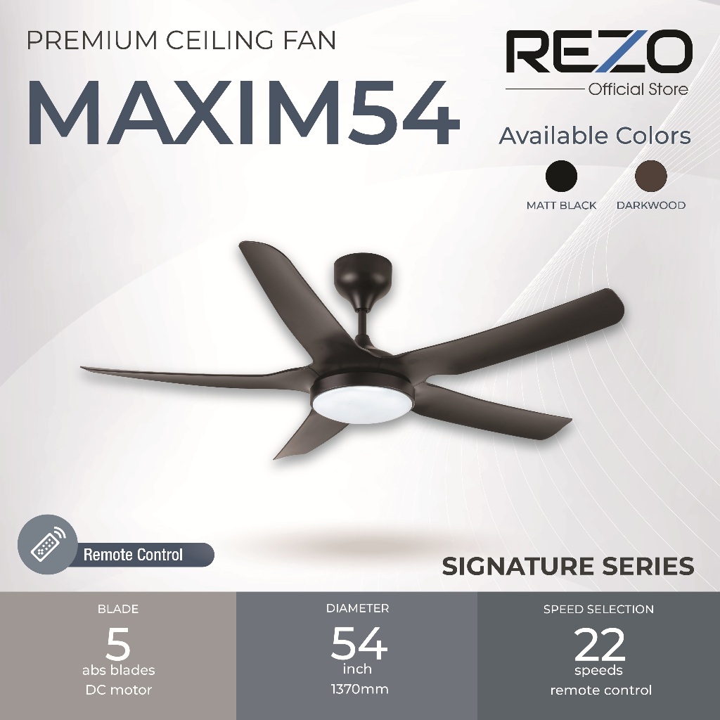 REZO Signature Series 54" 5 Blades DC Motor Ceiling Fan With Remote [ MAXIM 54 ] | Shopee Malaysia