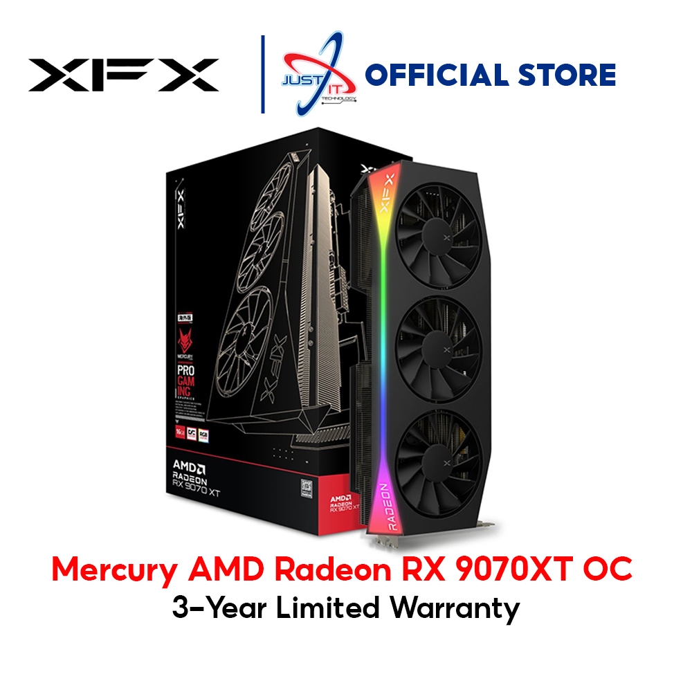 XFX AMD RADEON MERCURY RX 9070 XT OC 16GB DDR6 GRAPHICS CARD BLACK ...