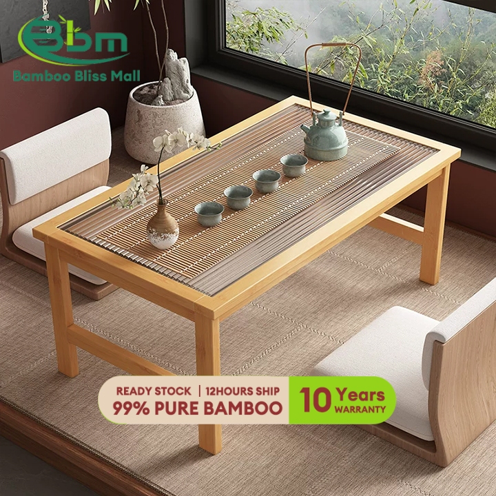 BBM Meja Teh Bamboo Desk Coffee Table Changhong Glass Countertop ...