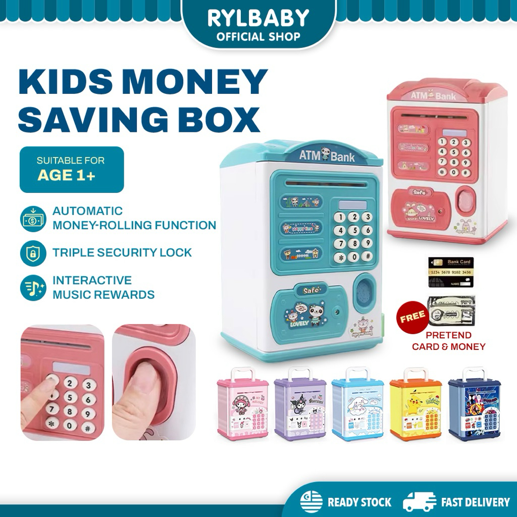 Kids Money Saving Box with Password Digital Electric ATM Toys Boxes ...