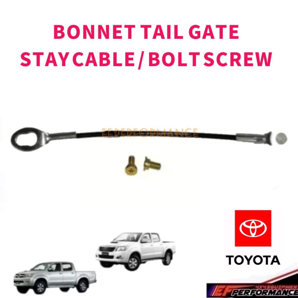 TOYOTA HILUX KUN25 KUN26 BONNET TAIL GATE STAY CABLE & BOLT SCREW 65770 ...