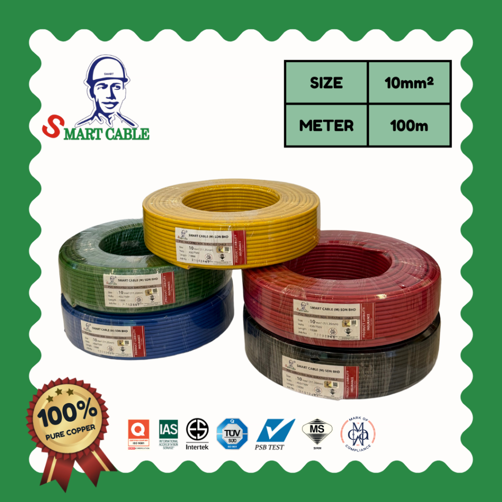 Ready Stock SMART PVC Insulated Cable 10mm ( Auto Control Cable / Made ...