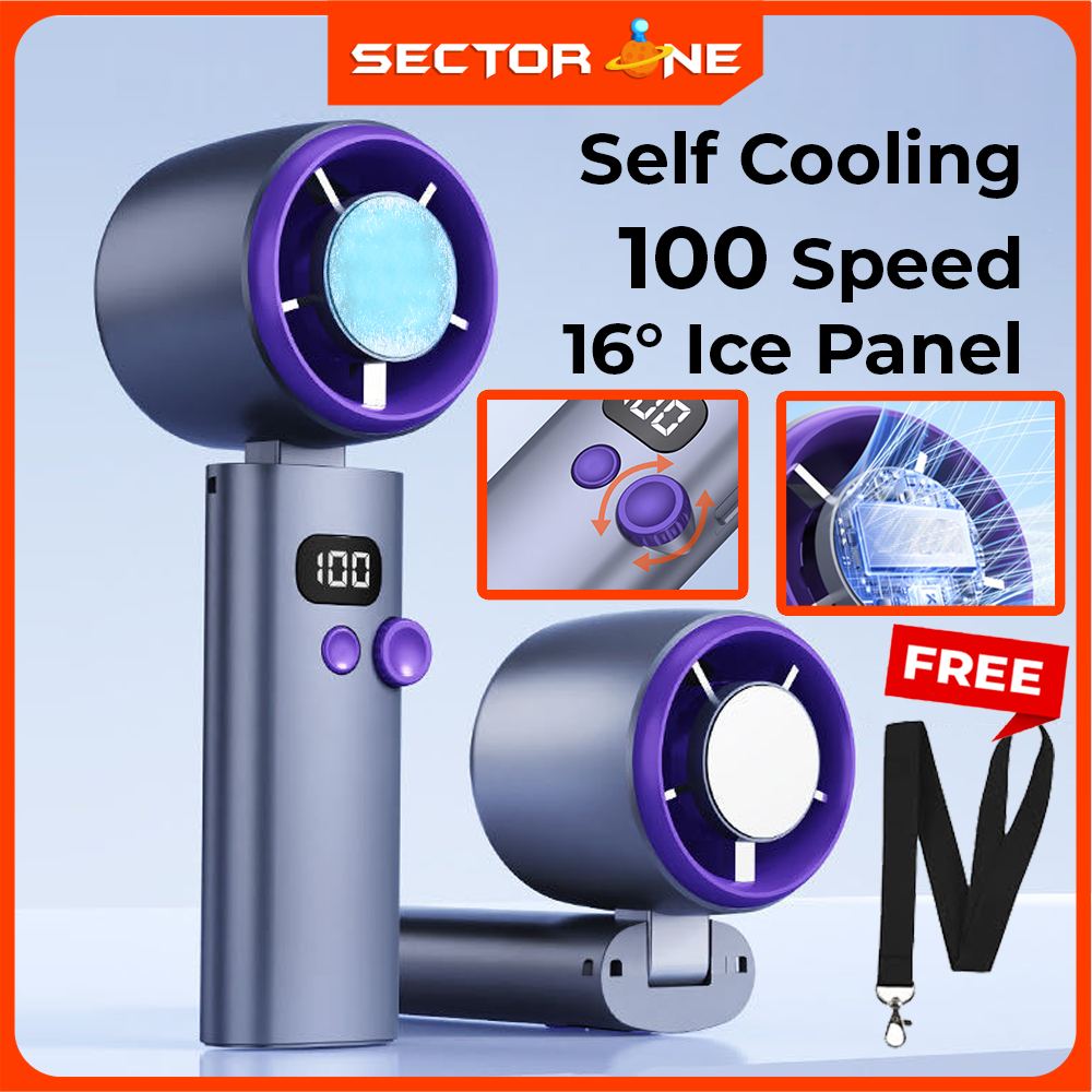 Portable Fan Ice Cooling Handheld Fan 100 Turbo Speed Mini Fan with LED ...