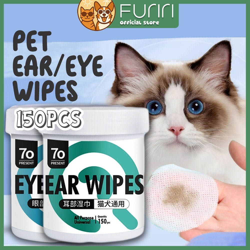 Furiri 150pcs Pet Ear Eye Wipes Cat Dog Eye Ear Cleaning Tear Stain ...