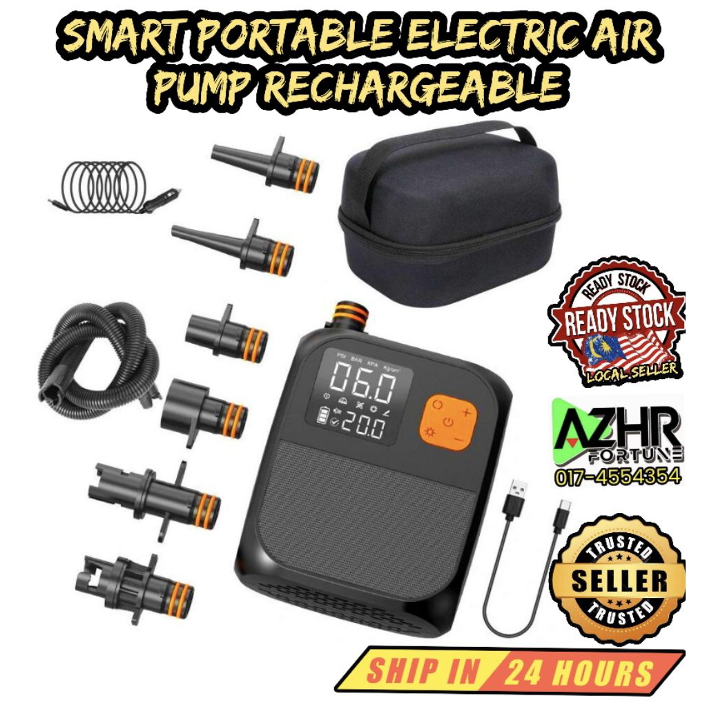 Smart Portable Electric Air Pump rechargeable for Inflatable Tent, boat ...