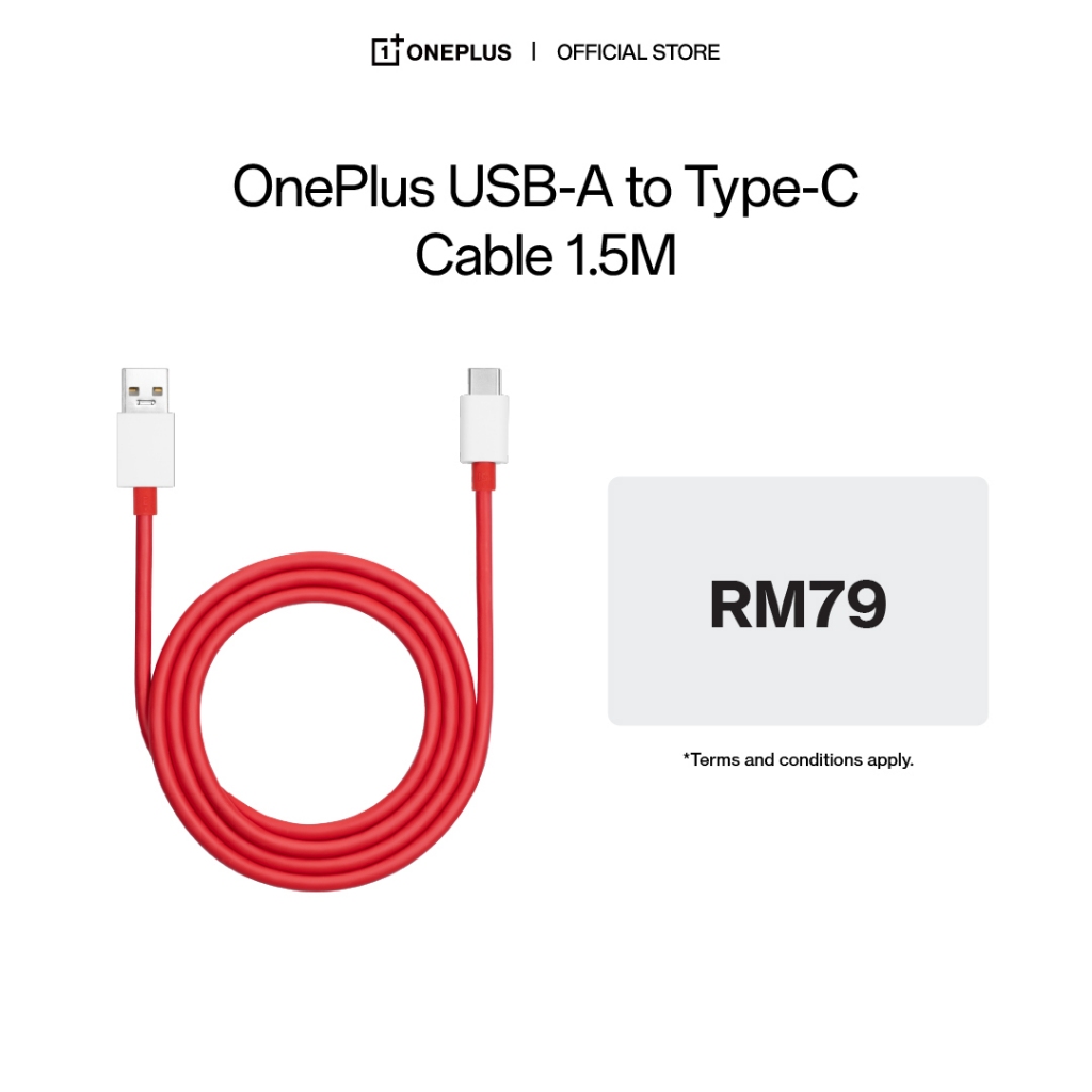 OnePlus USB-A to Type-C Cable 10A 1.5M | Shopee Malaysia