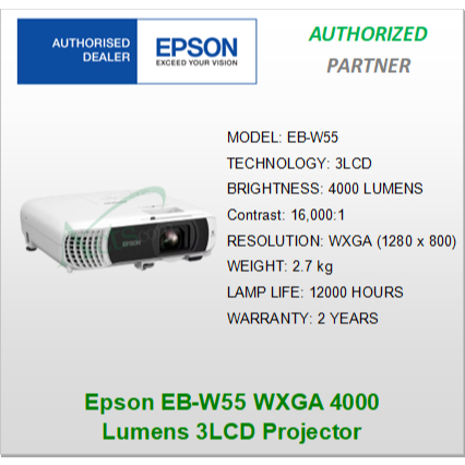 Epson EB-W55 WXGA 4000 Lumens 3LCD Projector | Shopee Malaysia