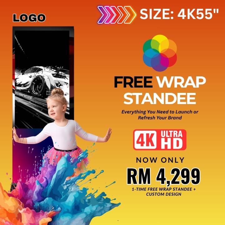 55" Digital Signage StandeeFREE WRAP SOLID COLOR - NON TOUCH ANDROID 12 ...