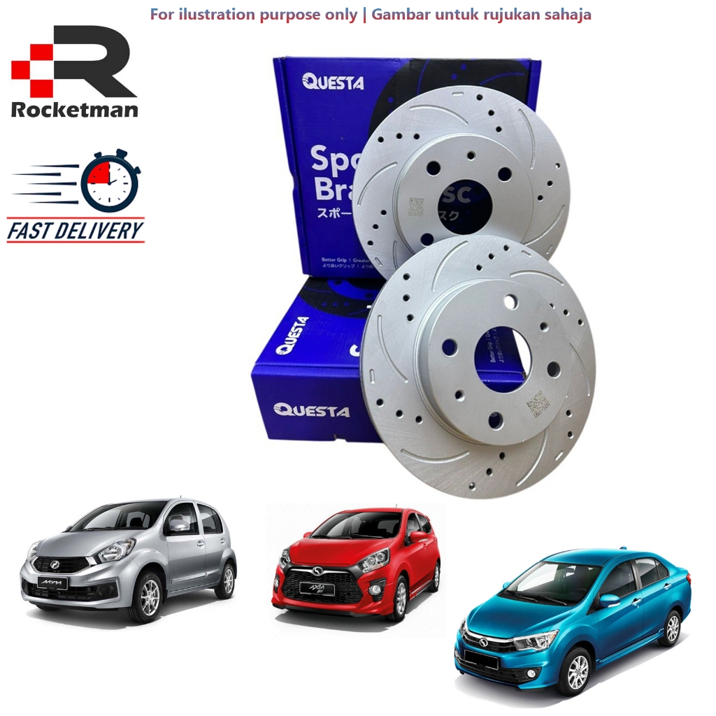 QUESTA SPORT FRONT DISC ROTOR (1PAIR) PERODUA MYVI LAGI BEST 2011-2017 ...