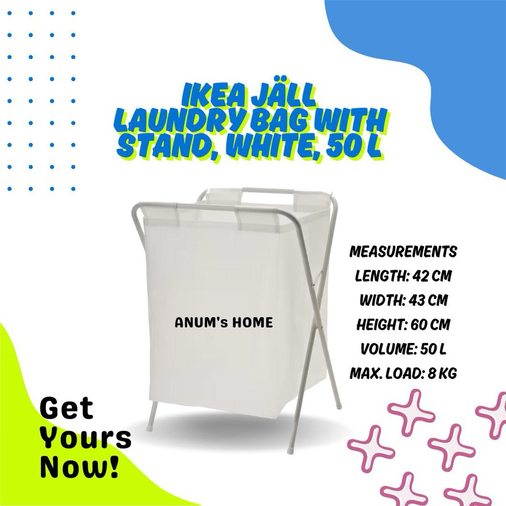 IKEA LAUNDRY BAG WITH STAND JALL LAUNDRY BAG WHITE COLOR BEG DOBI BEKAS ...