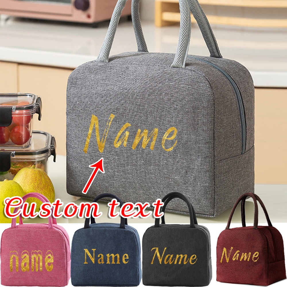Personalized Name Lunch Box Canvas Lunch Bag Free DIY Women Handbag ...