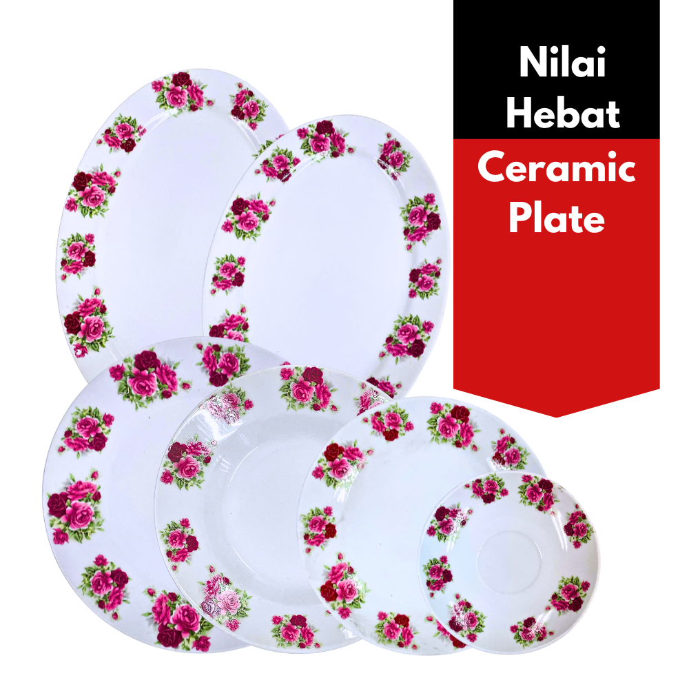 Satinni London Rose Pinggan Seramik | Dinner | Sup | Dalam | Oval ...
