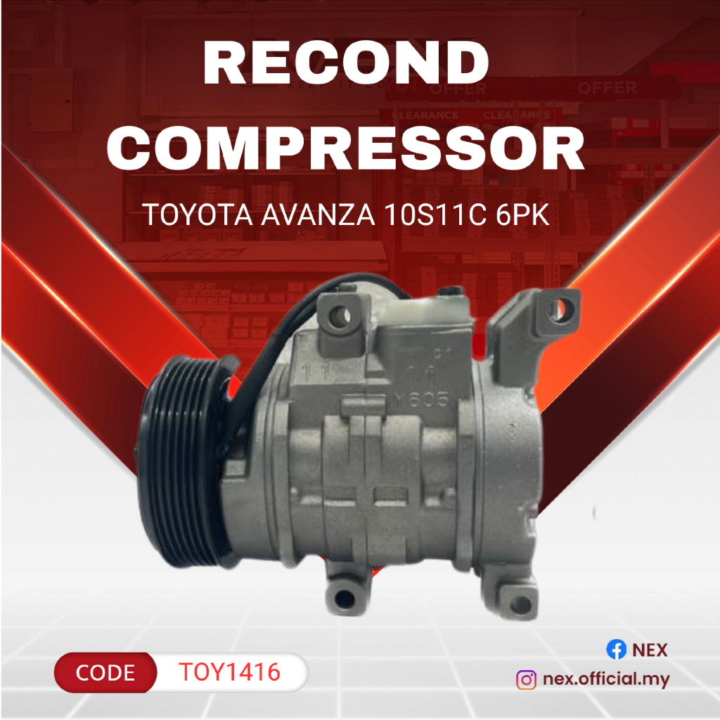 🔥Warranty 3 Months🔥 COMPRESSOR RECOND TOYOTA AVANZA 10S11C 6PK & 4PK ...