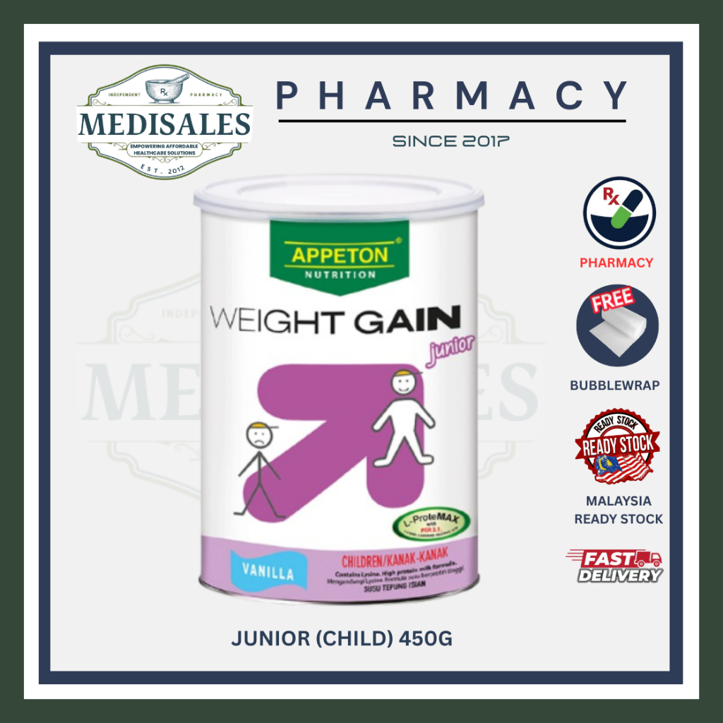 APPETON WEIGHT GAIN JUNIOR (CHILD) POWDER VANILLA 450G (EXP 12/2025 ...