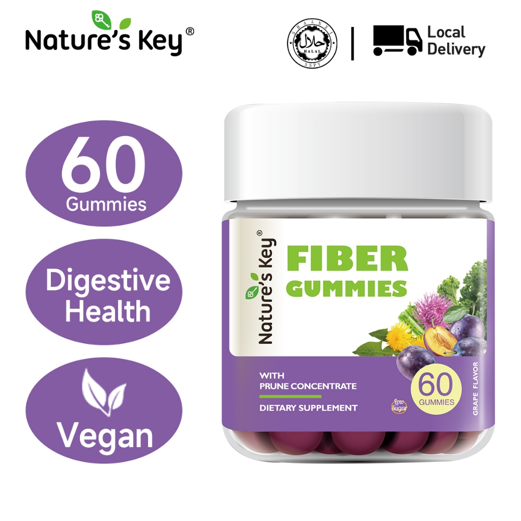Nature's Key Fiber Gummies with Prune Juice- Support Digestive Health ...
