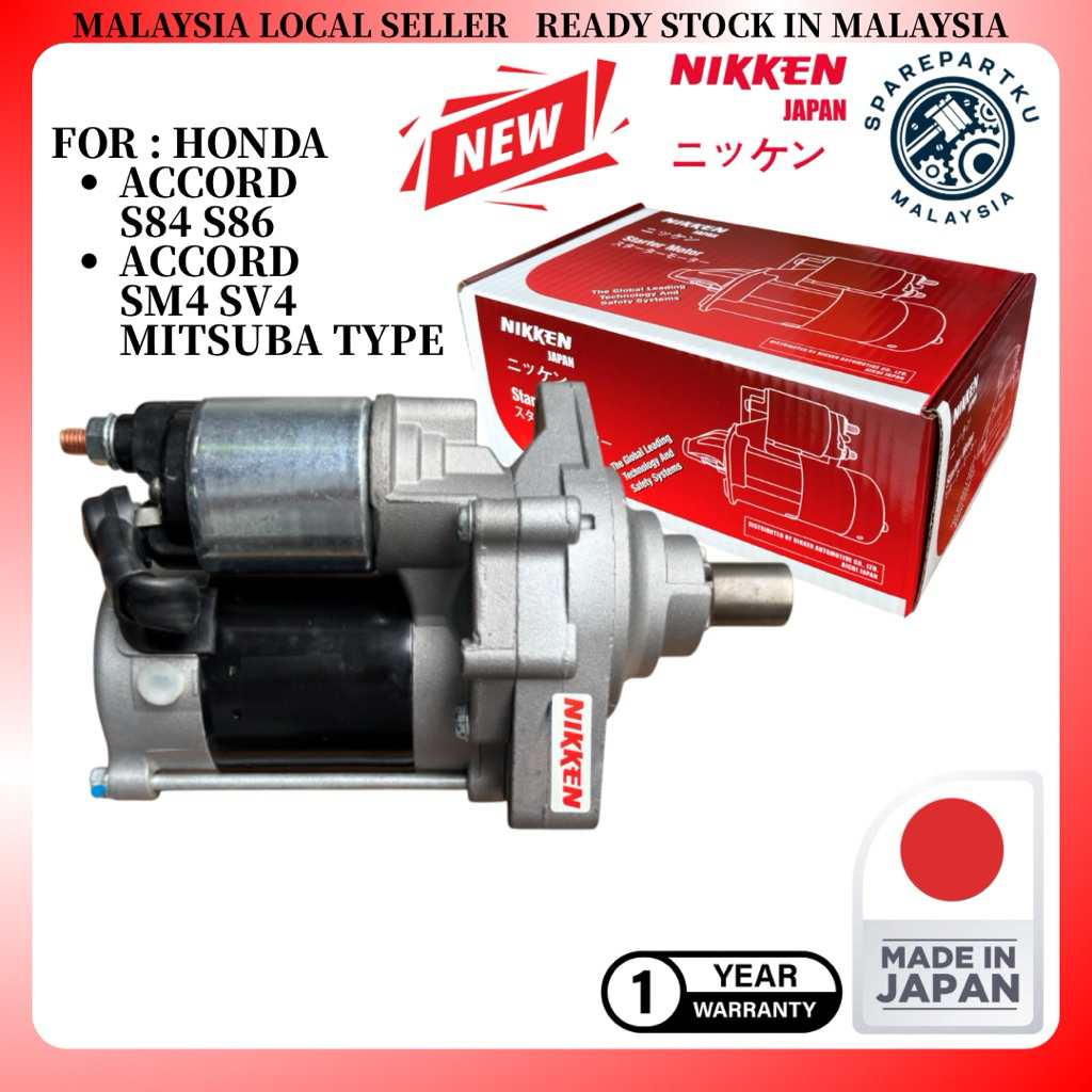 NIKKEN JAPAN HONDA ACCORD S84 S86 SM4 SV4 (MITSUBA TYPE) STARTER MADE ...