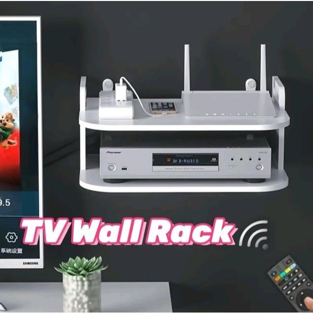 Two Layer Wall Storage Rack DVD TV Floating Shelf Modem WiFi Holder储物架 ...