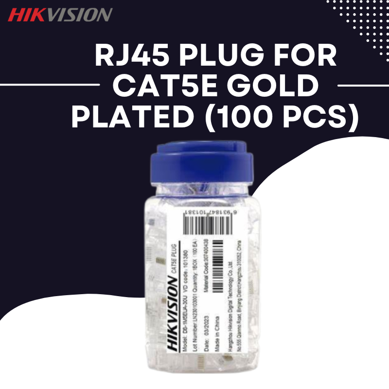 HIKVISION RJ45 Connector (100pcs) Gold Plated Cat5e Plug for IP Camera ...