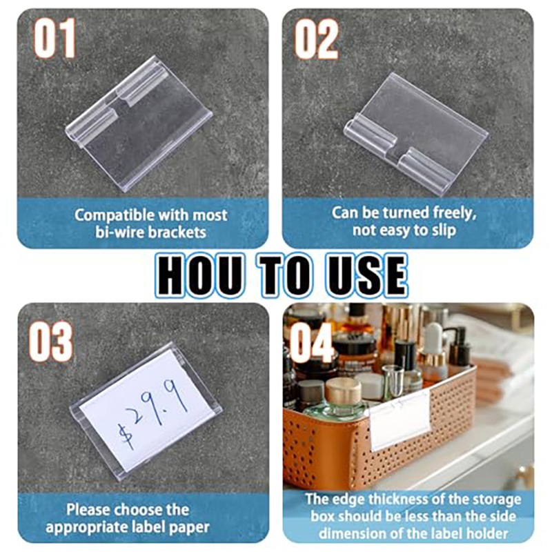 100Pc 50/60/70*42mm Clear Plastic Label Holder Removable Supermarket ...