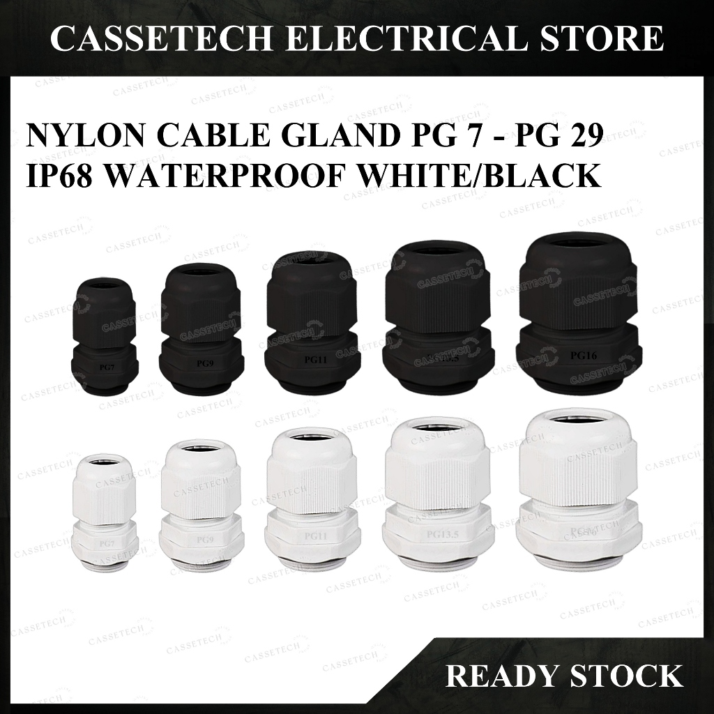PG 7 - PG 29 NYLON CABLE GLAND WATERPROOF WIRE CONNECTOR PG7 PG9 PG11 ...