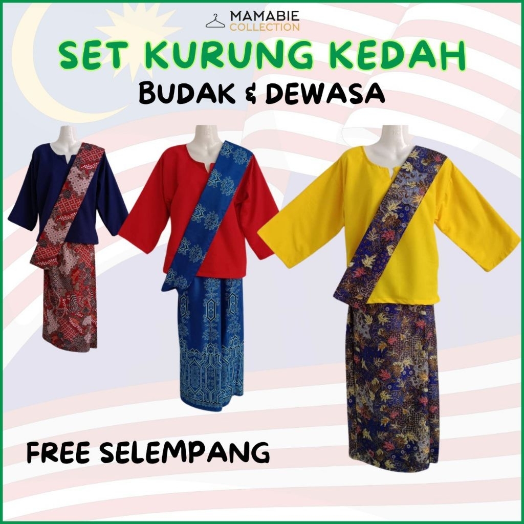 Merdeka Kurung Kedah Kain Batik Set Selempang Budak Dewasa 2025 ...