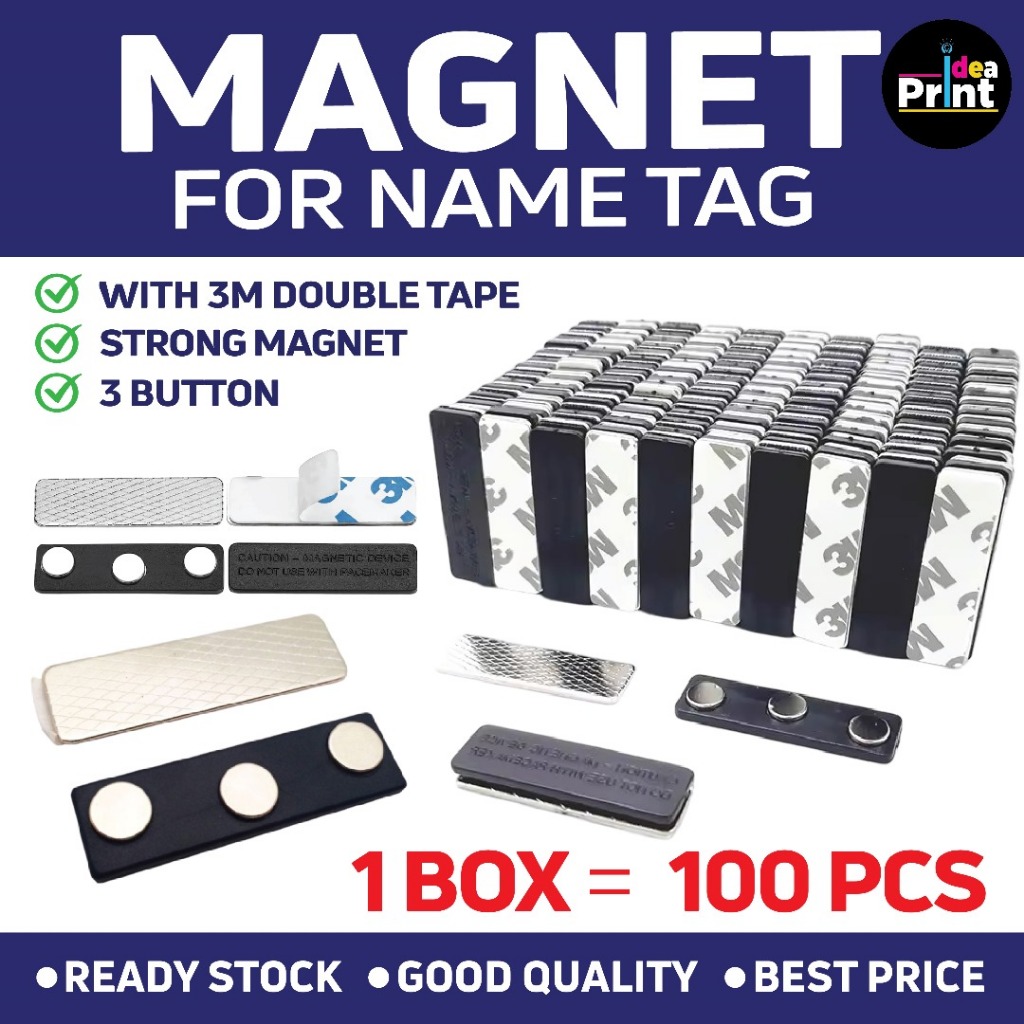 MAGNET NAME TAG I 1 BOX (100PCS) I 3 BUTTON STRONG MAGNET | Shopee Malaysia