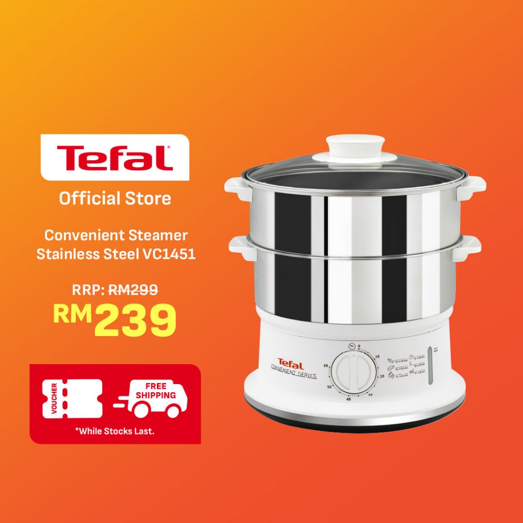 Tefal Convenient Steamer Stainless Steel (VC1451) | Shopee Malaysia