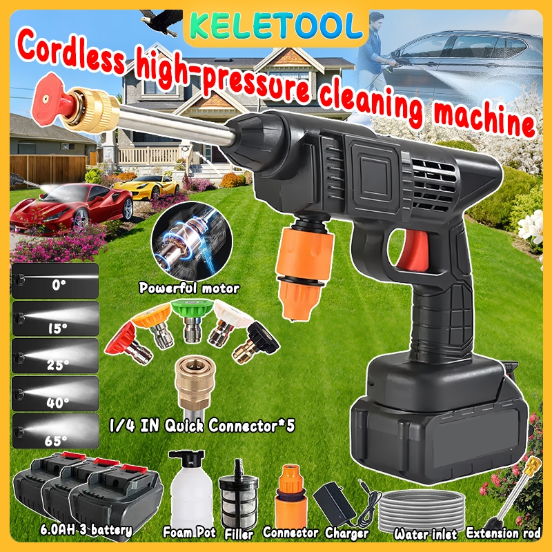 Battery Powered Hydro Washer Jet Sprayer 6 in 1 High Pressure Cordless ...