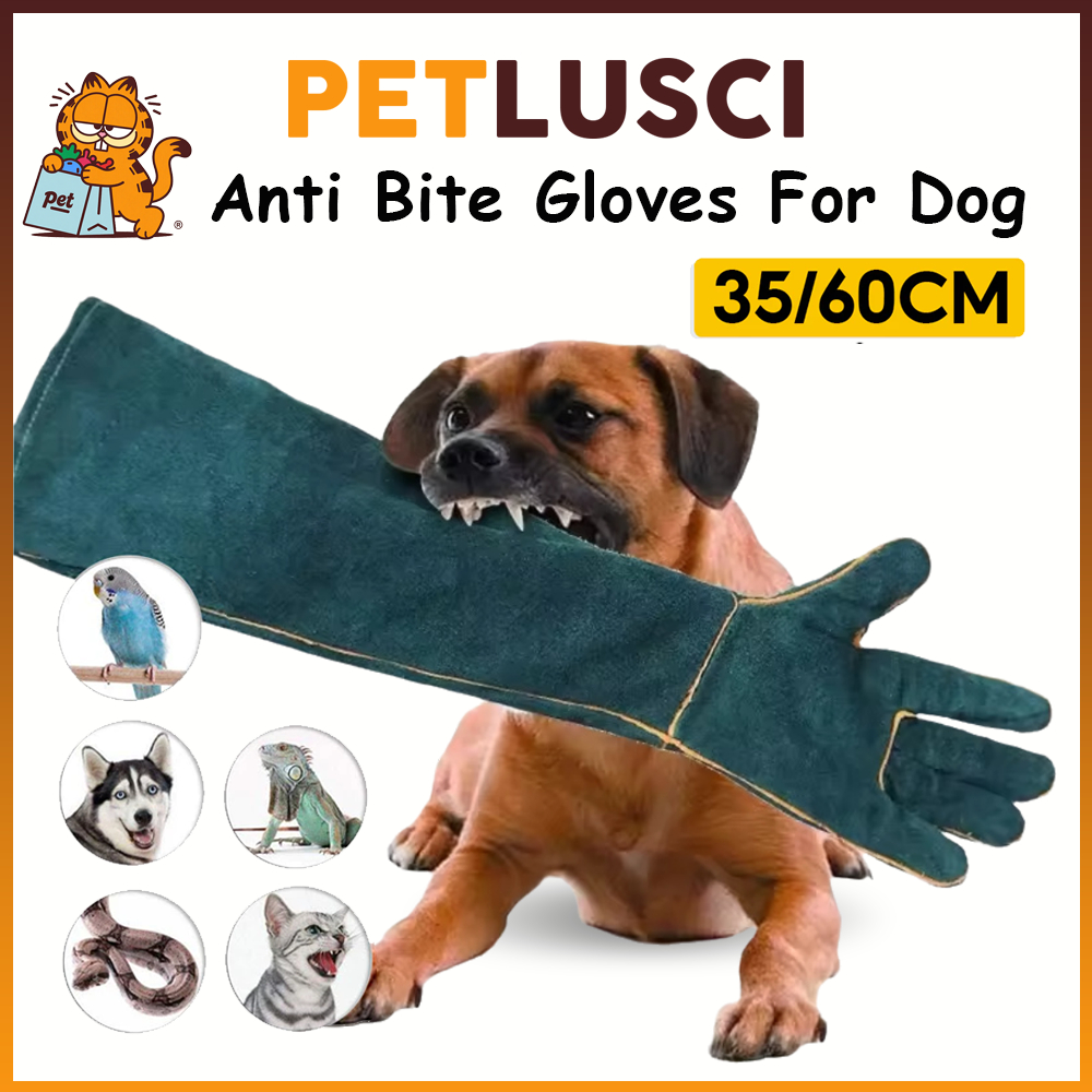 PETLUSCI Anti Bite Gloves For Dog 35/60cm Thick Leather Anti-Scratch ...