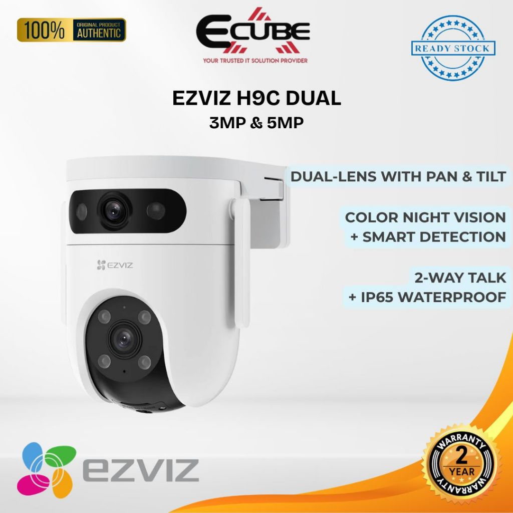 EZVIZ H9c Dual 3MP/5MP, 3K/2K Camera | Dual-Lens CCTV | 360° Outdoor ...