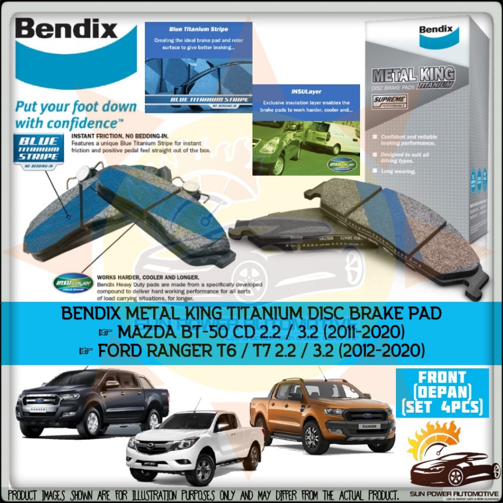 BENDIX METAL KING TITANIUM MKT Mazda BT50 BT-50 CD / Ford Ranger T6 T7 ...