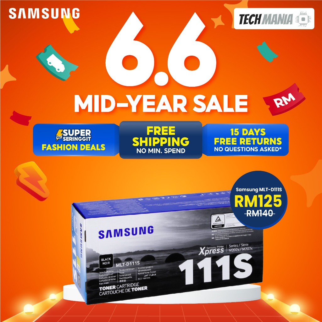 NEW STORE OFFER [100% ORIGINAL🔥] Samsung MLT-D111S Original Mono Laser Toner/MLTD111S SL-M2020 ...