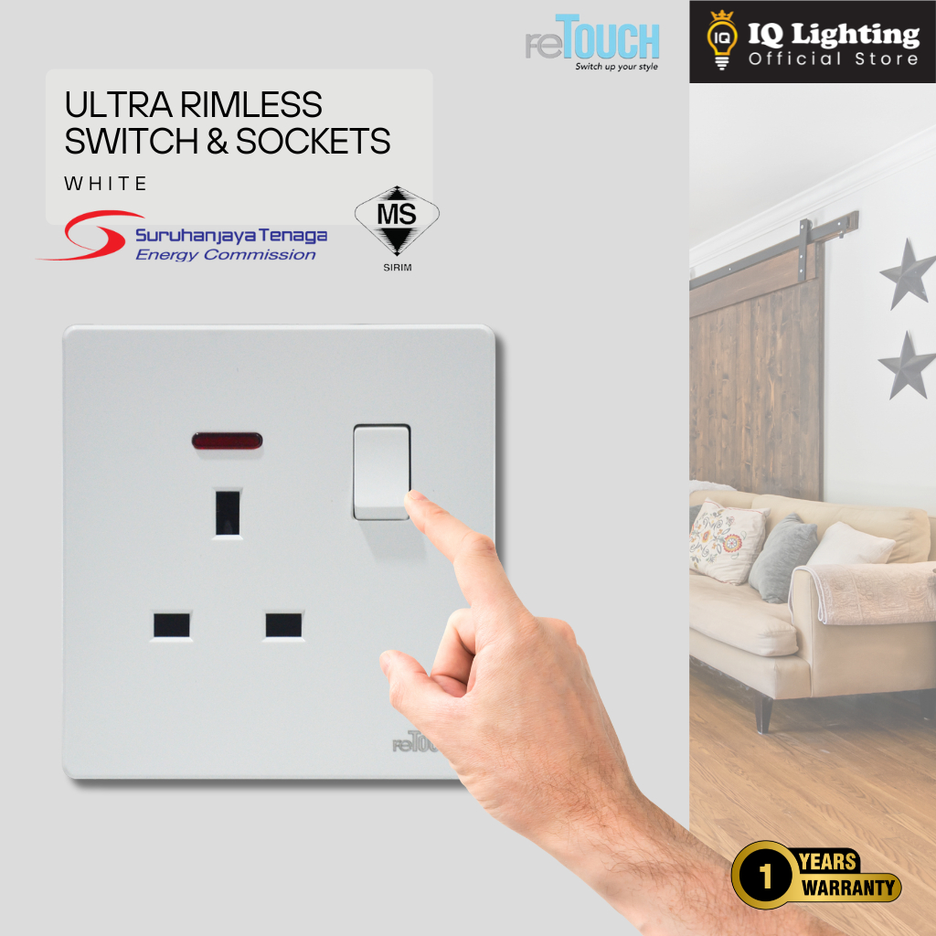 [WHITE] reTouch Ultra Rimless Switch 1/2/3/4 Gang 1/2Way Wall Switch ...