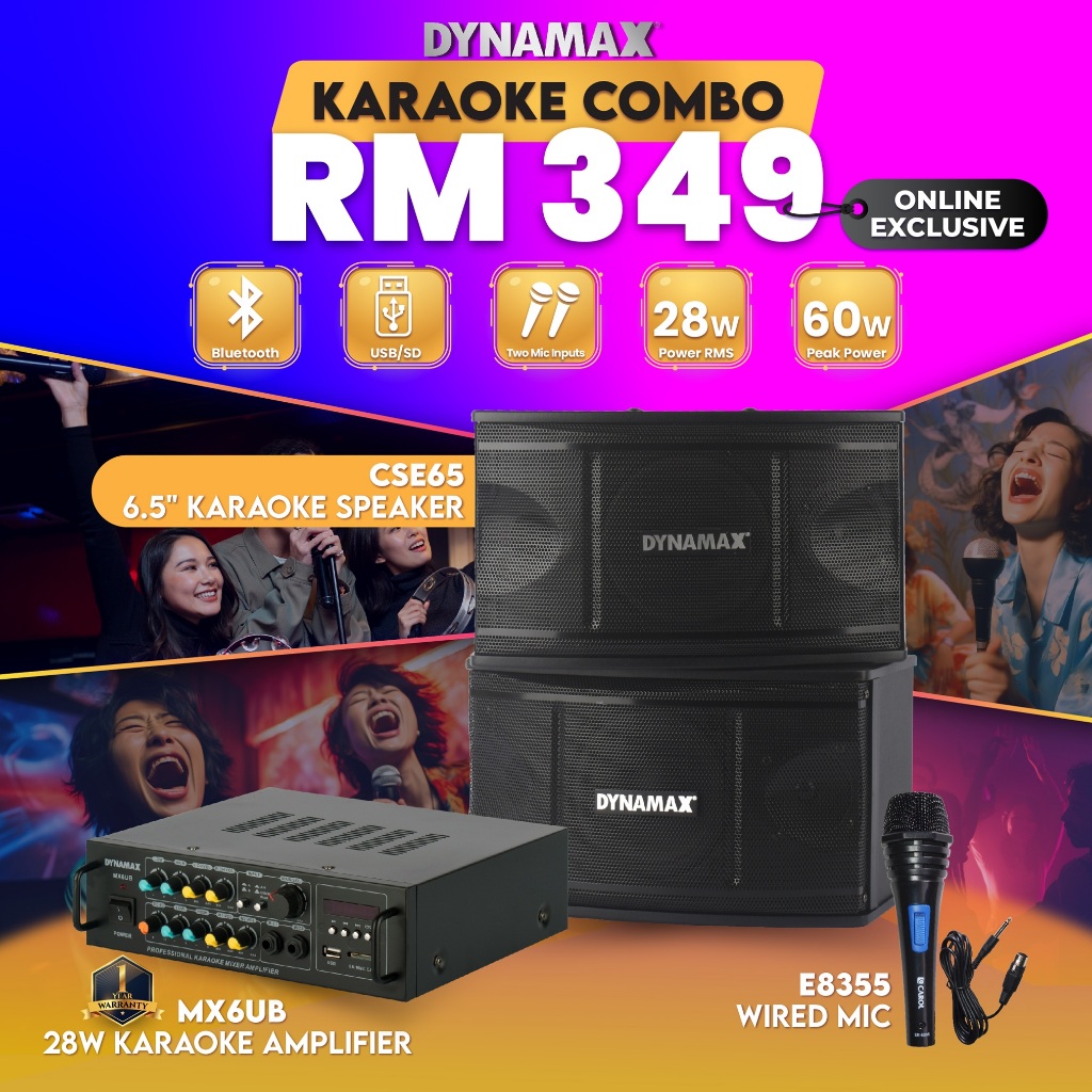DYNAMAX Karaoke Set Karaoke System MX6UB Amplifier, CSE65 6.5" Karaoke ...