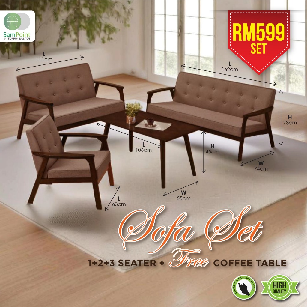 【STOK TERHAD】PERCUMA MEJA KOPI Sofa 1 Seater / 2 Seater / 3 Seater ...