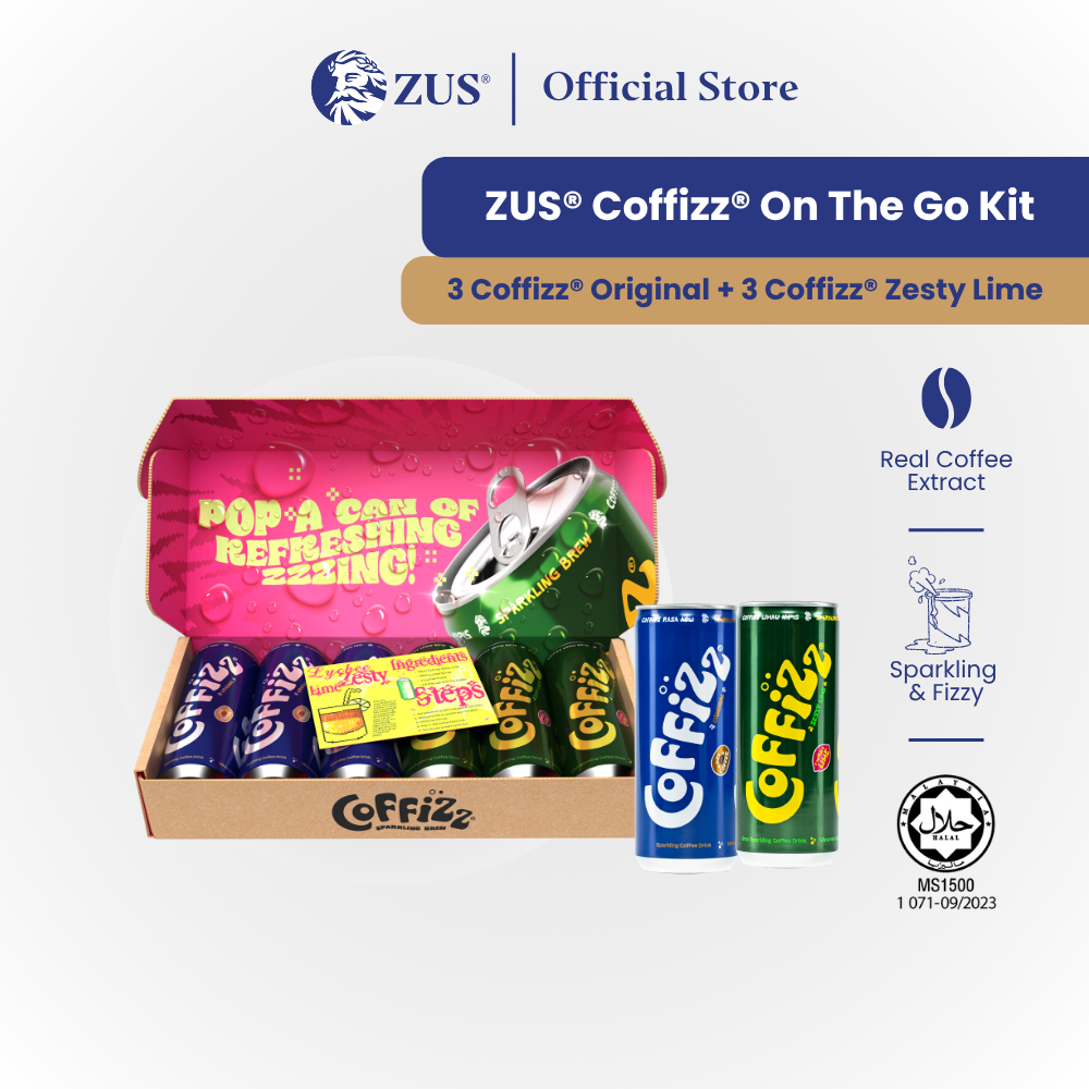 ZUS Coffizz® Sparkling Soda Coffee - On-The-Go Party Kit - 6 cans ...