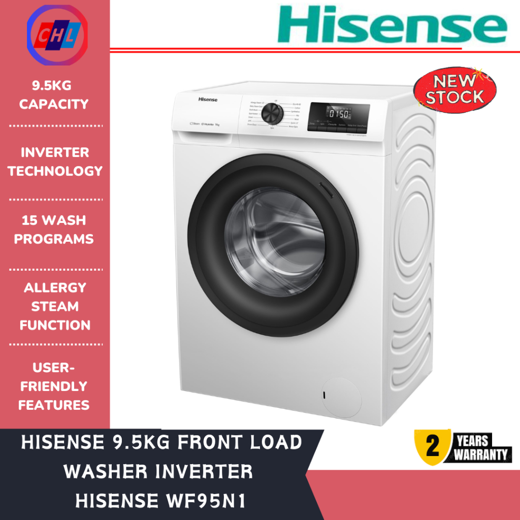 HISENSE 9.5KG FRONT LOAD WASHER INVERTER I WF95N1 | Shopee Malaysia