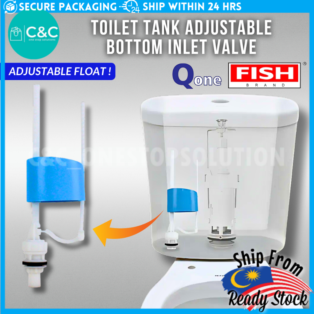 QONE/CJ FISH Brand 1/2" Adjustable Bottom Inlet Valve Cistern ...