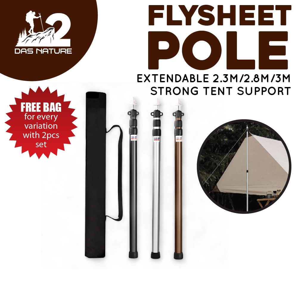 Tent Pole Flysheet Heavy Duty Camping Pole Adjustable Rod tiang Khemah ...